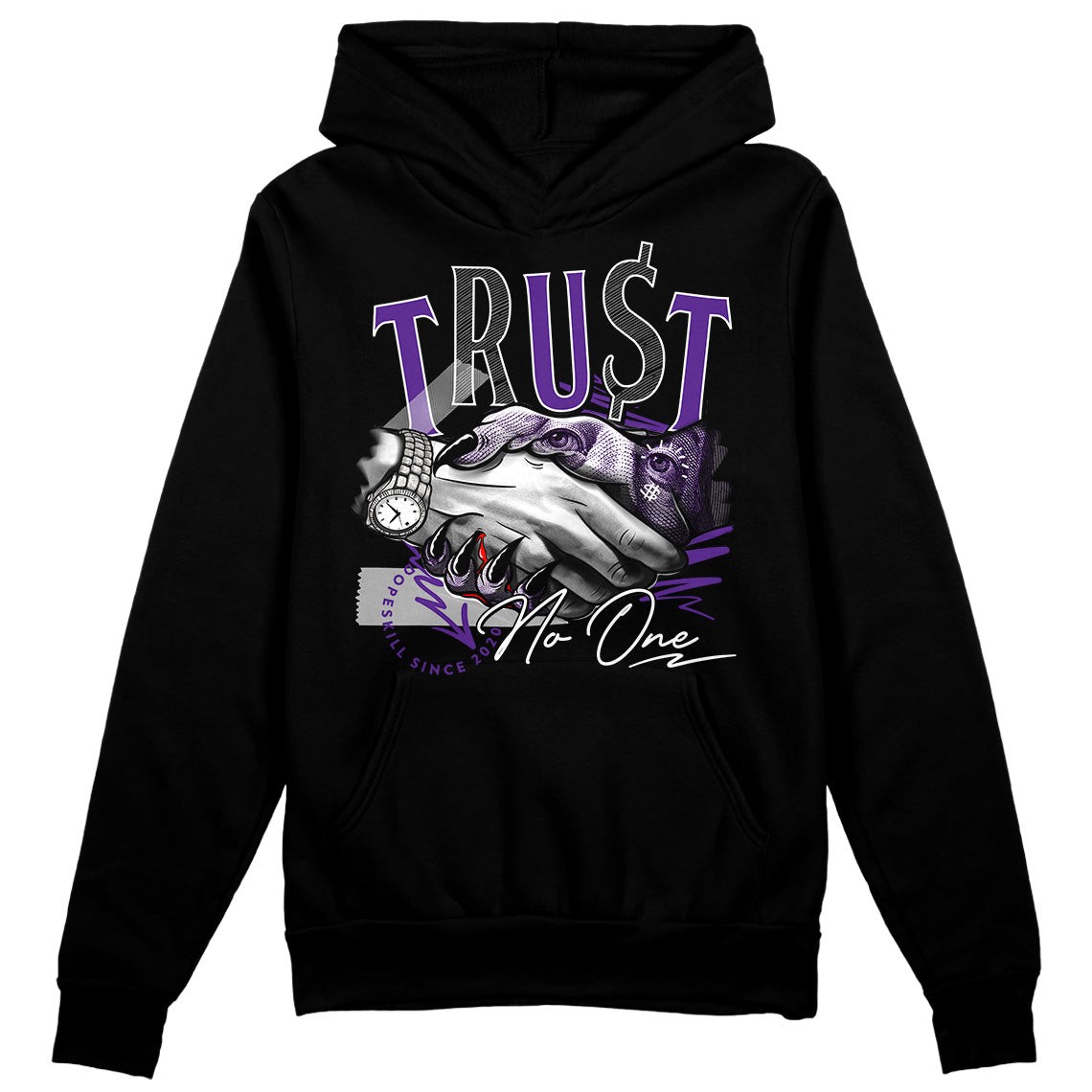 PURPLE Collection DopeSkill Hoodie Sweatshirt Trust No One Graphic – DOPESKILL