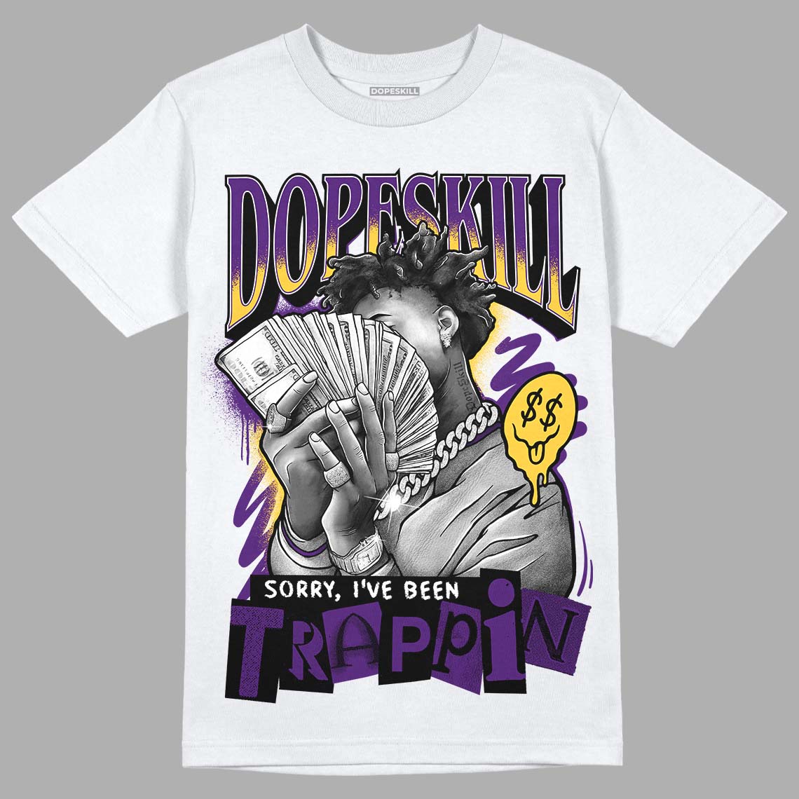 Field Purple 12s DopeSkill T-Shirt Sorry I've Been Trappin Graphic ...