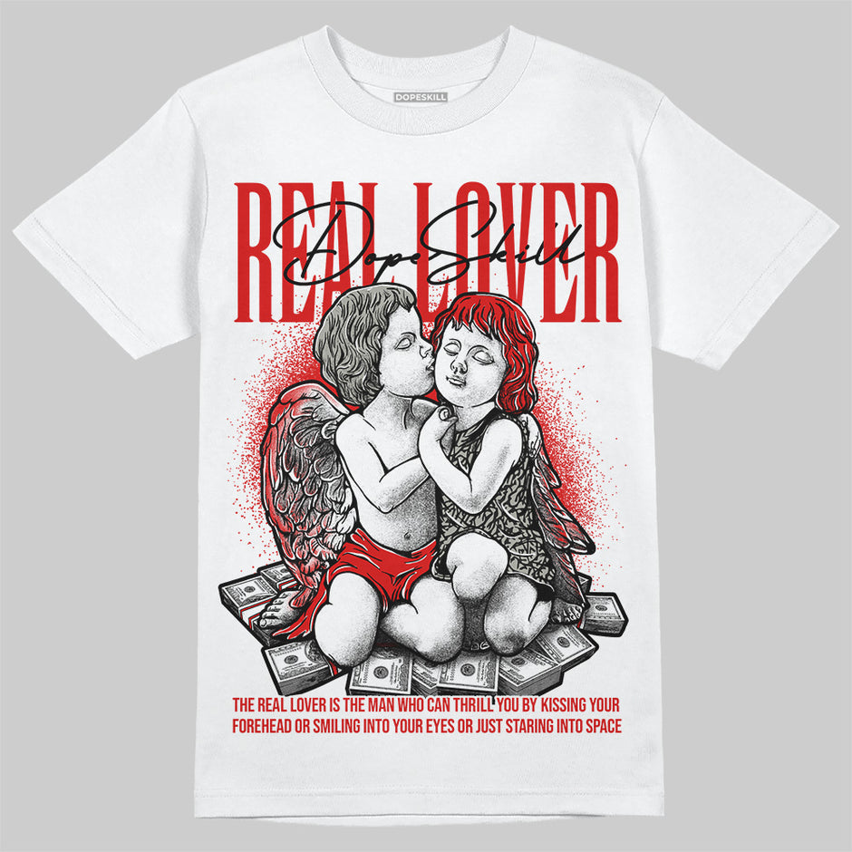Fire Red 3s Matching Shirt – DopeSkill Real Lover Graphic Tee – DOPESKILL