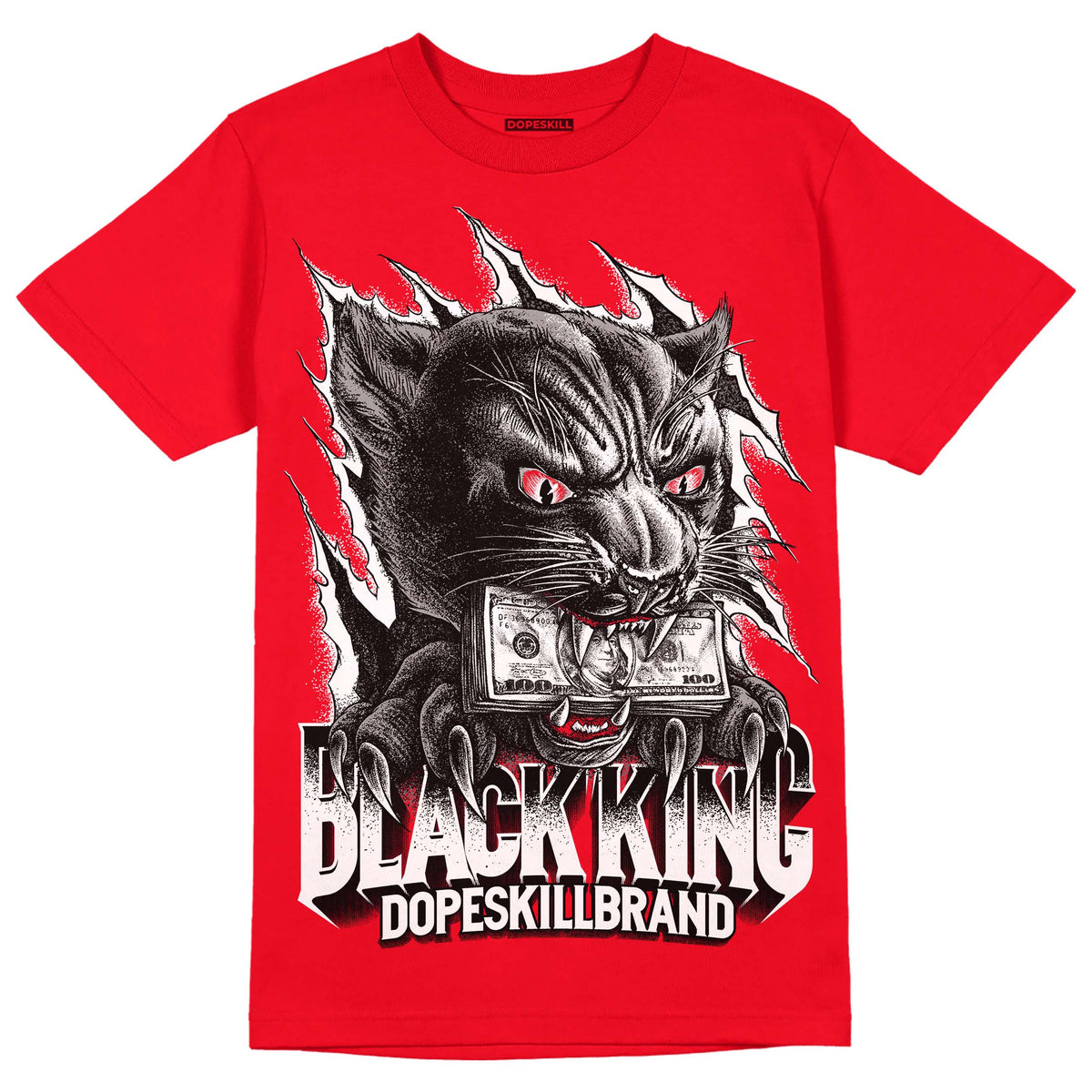 Red Thunder 4s DopeSkill Red T-shirt Black King Graphic – DOPESKILL®
