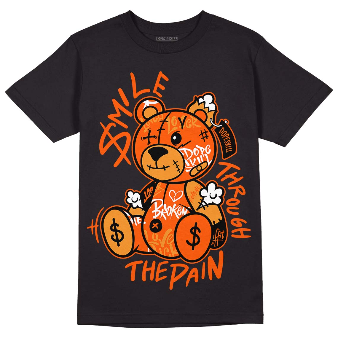 Brilliant Orange 12s DopeSkill T-Shirt Smile Through The Pain Graphic ...