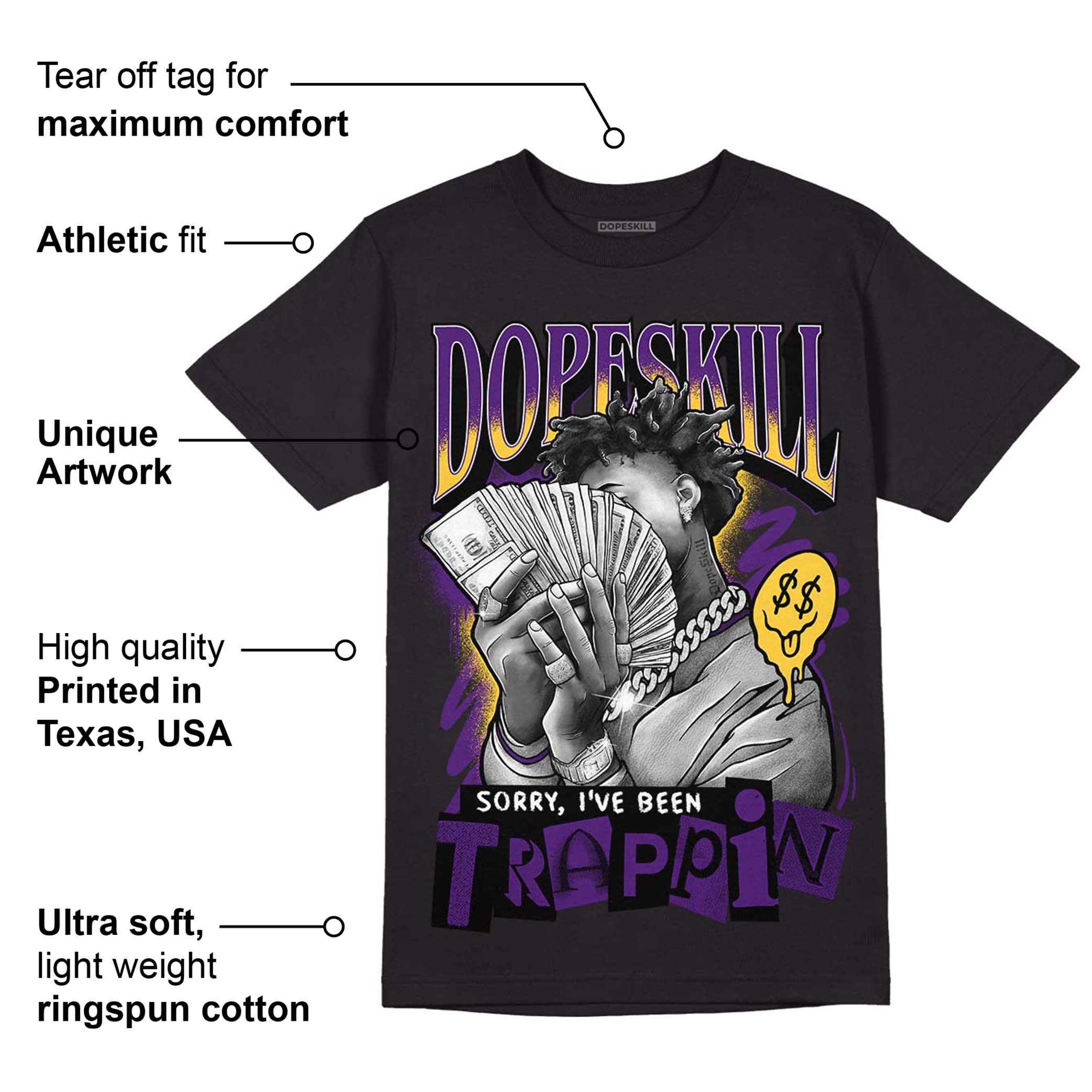 Field Purple 12s DopeSkill T-Shirt Sorry I've Been Trappin Graphic ...