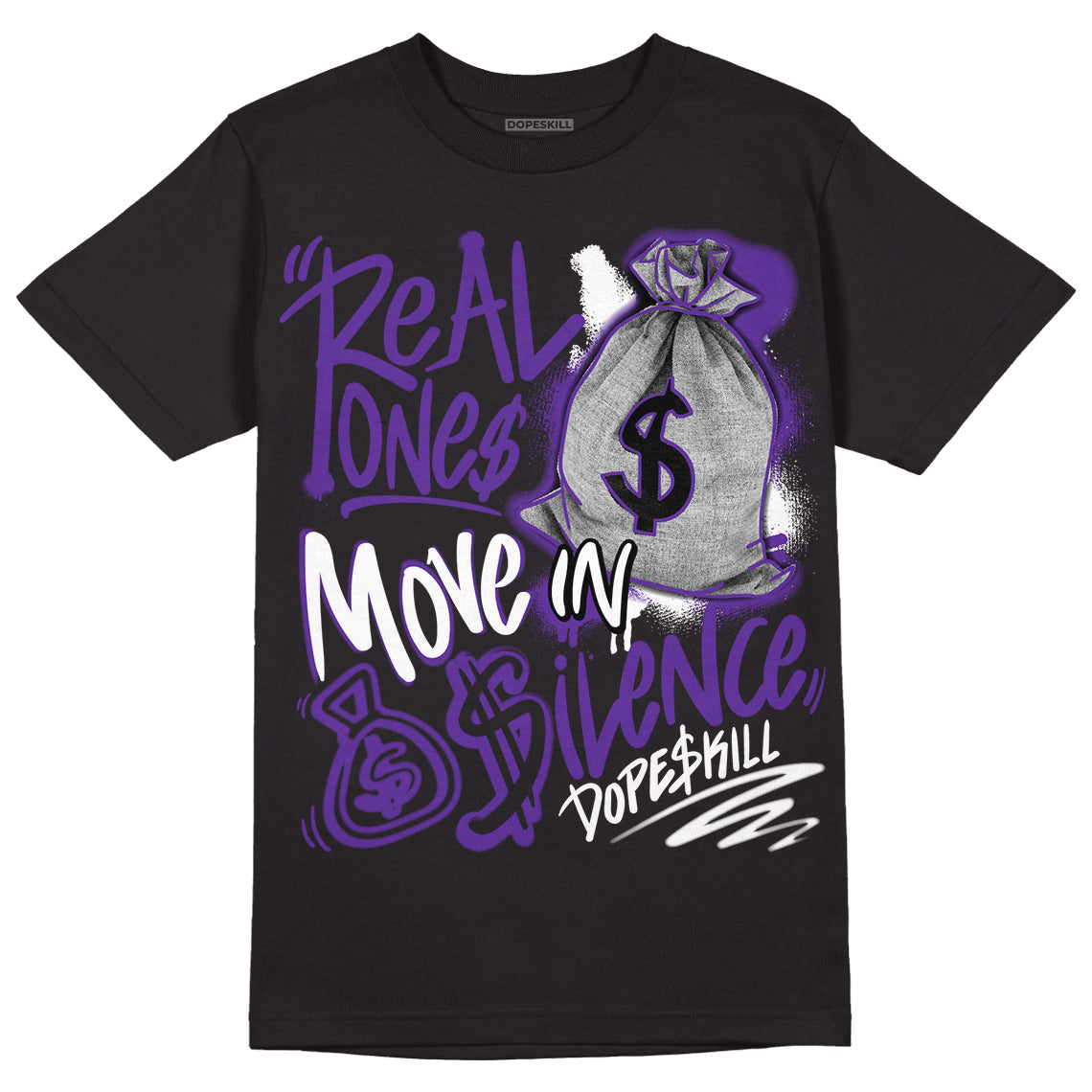 PURPLE Collection DopeSkill T-Shirt Real Ones Move In Silence Graphic ...